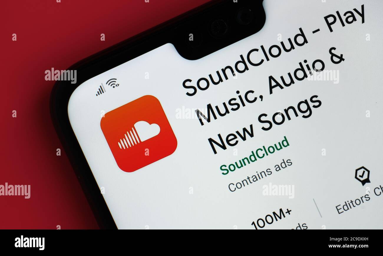 Stone / United Kingdom - July 30 2020: SoundCloud app seen on the ...