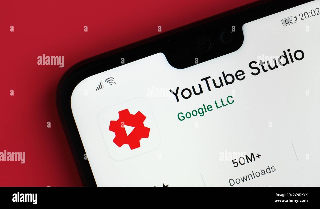 Stone / United Kingdom - July 30 2020: Youtube Studio app seen on the ...