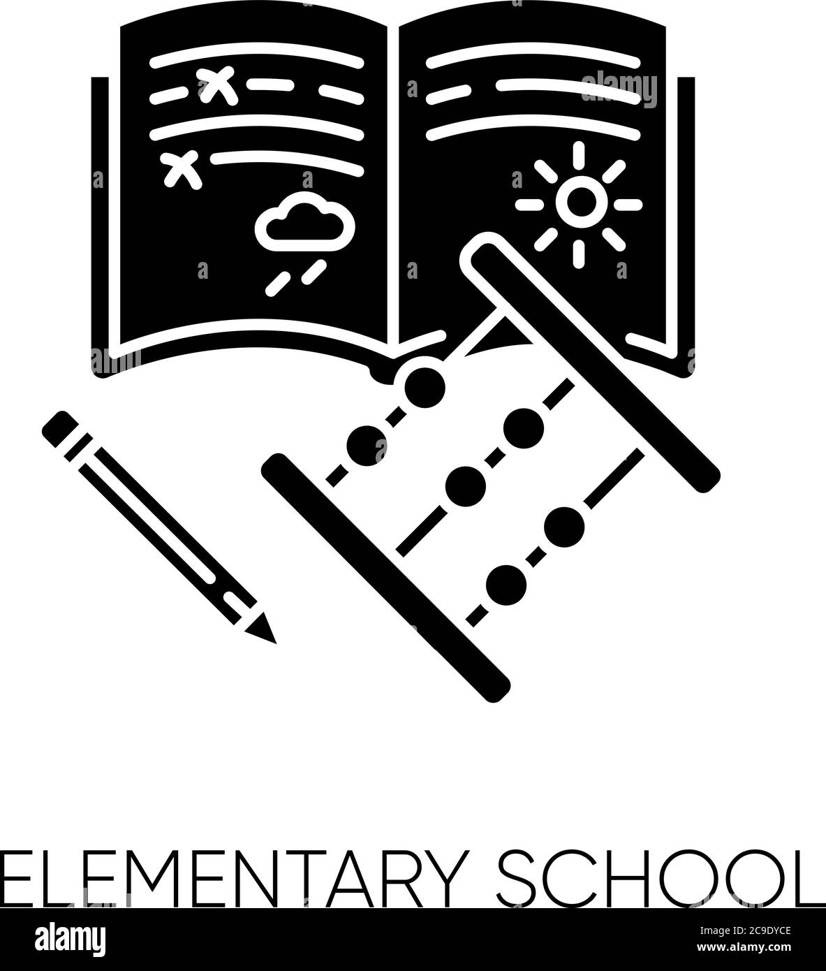 Elementary school black glyph icon. Primary education, basic knowledge ...