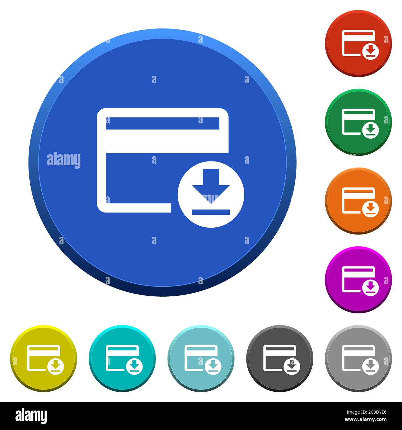 Money withdrawal with credit card round color beveled buttons with ...