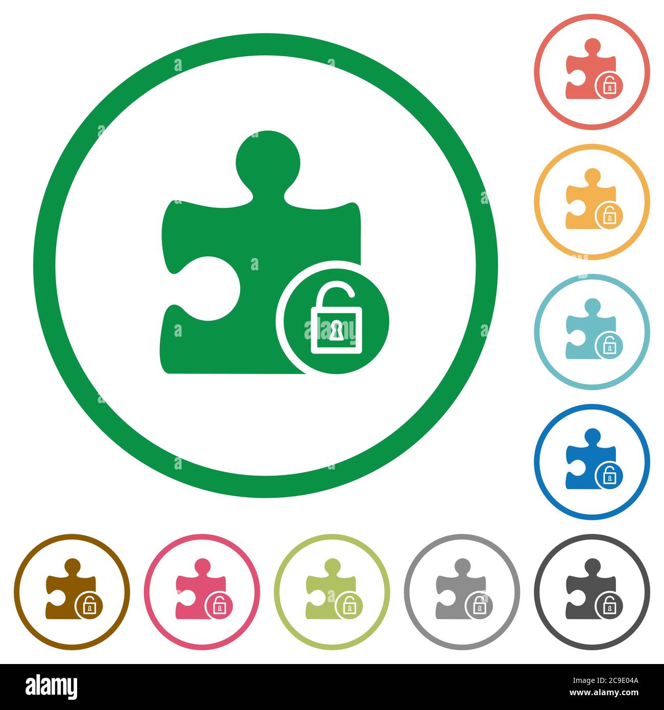 Unlock plugin flat color icons in round outlines on white background ... Unlock plugin flat color icons in round outlines on white background ...