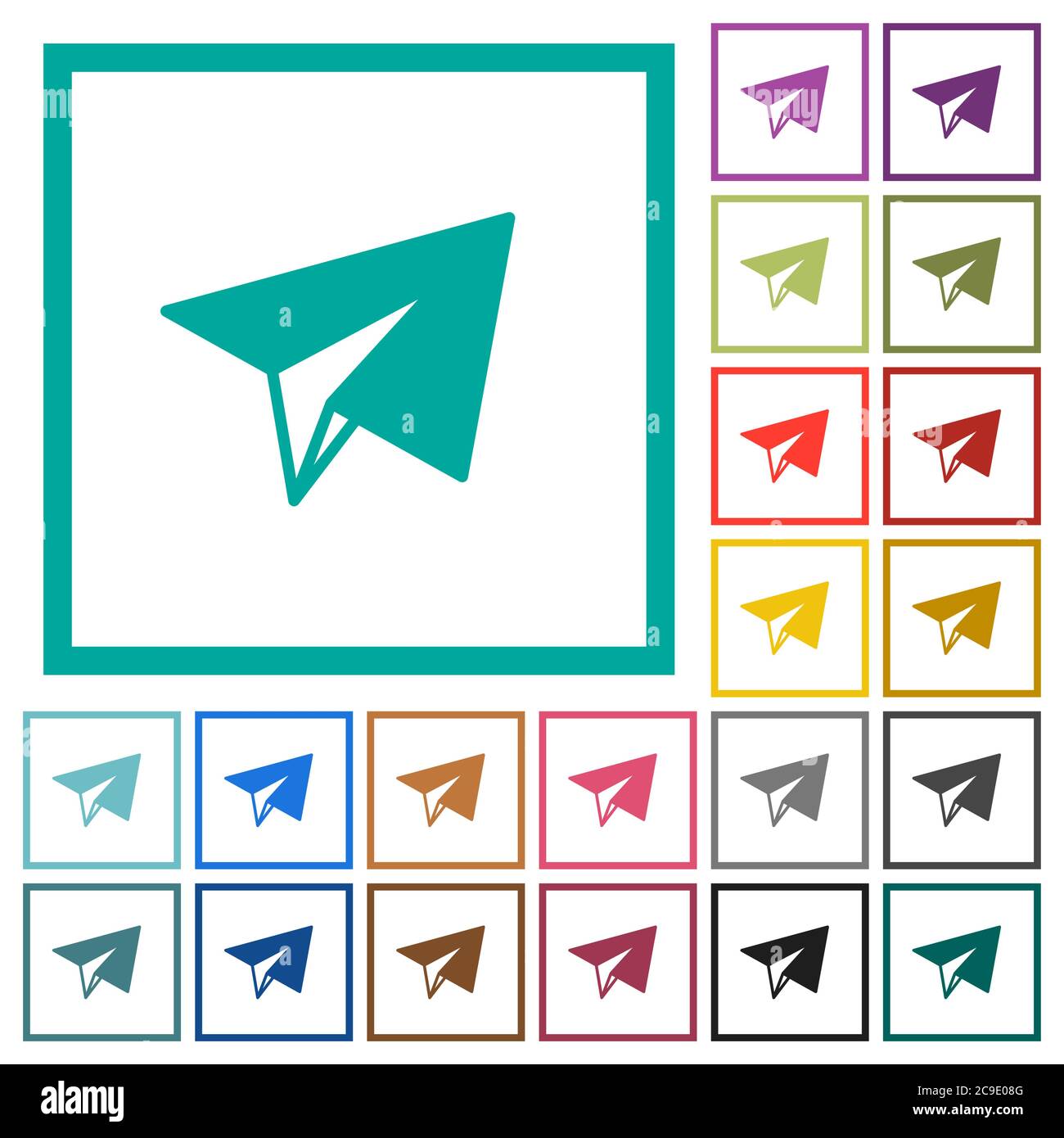 Paper Plane Flat Color Icons With Quadrant Frames On White Background Stock Vector Image And Art