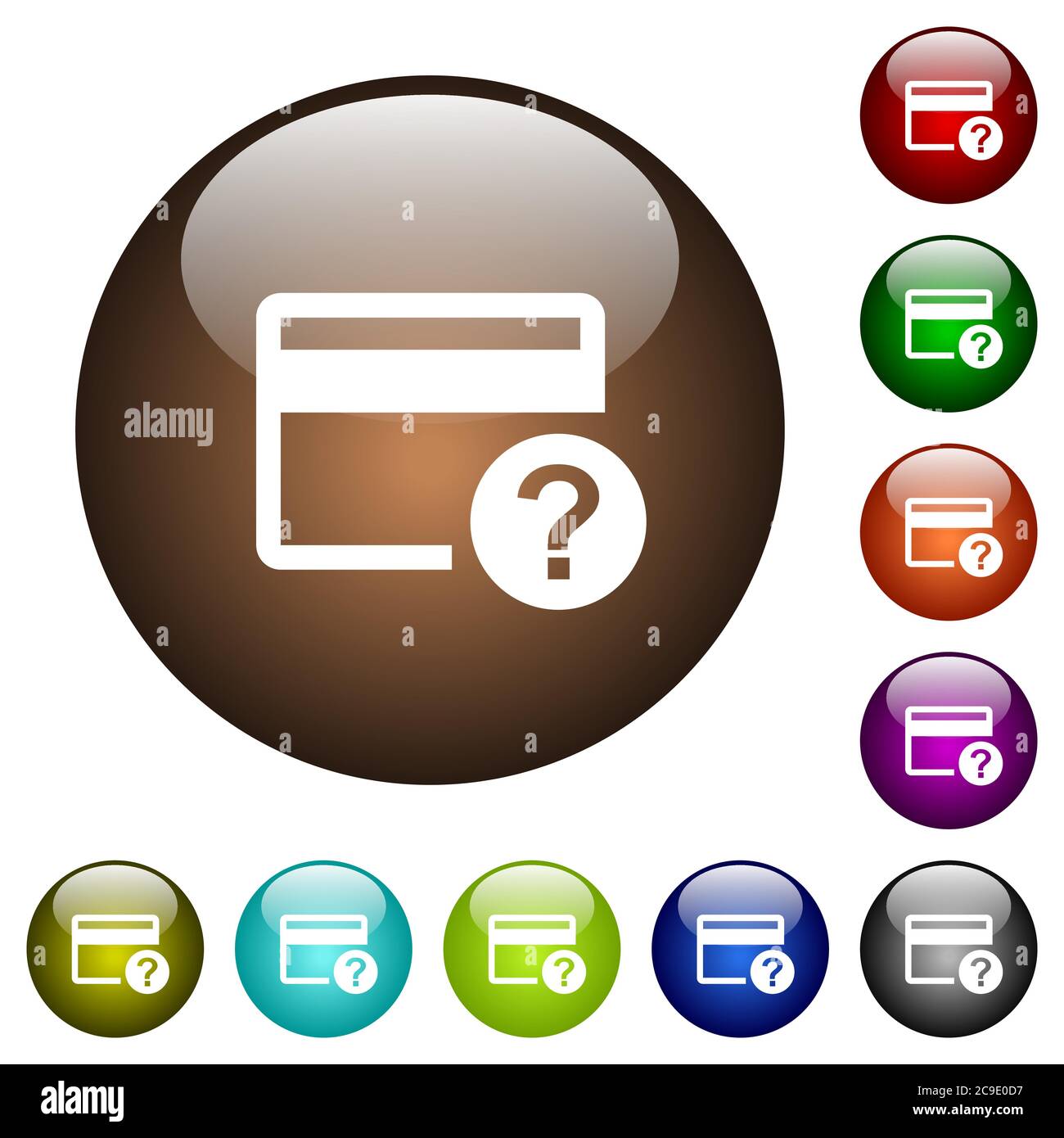 Unknown credit card white icons on round color glass buttons Stock ...