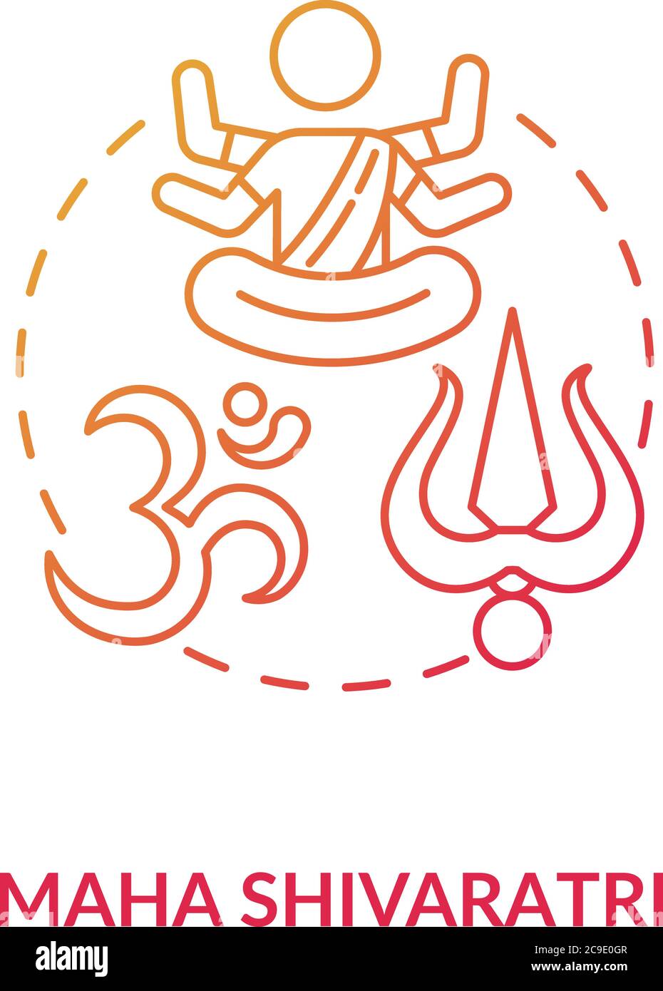 Maha shivaratri concept icon. Traditional hindu festival idea thin line ...