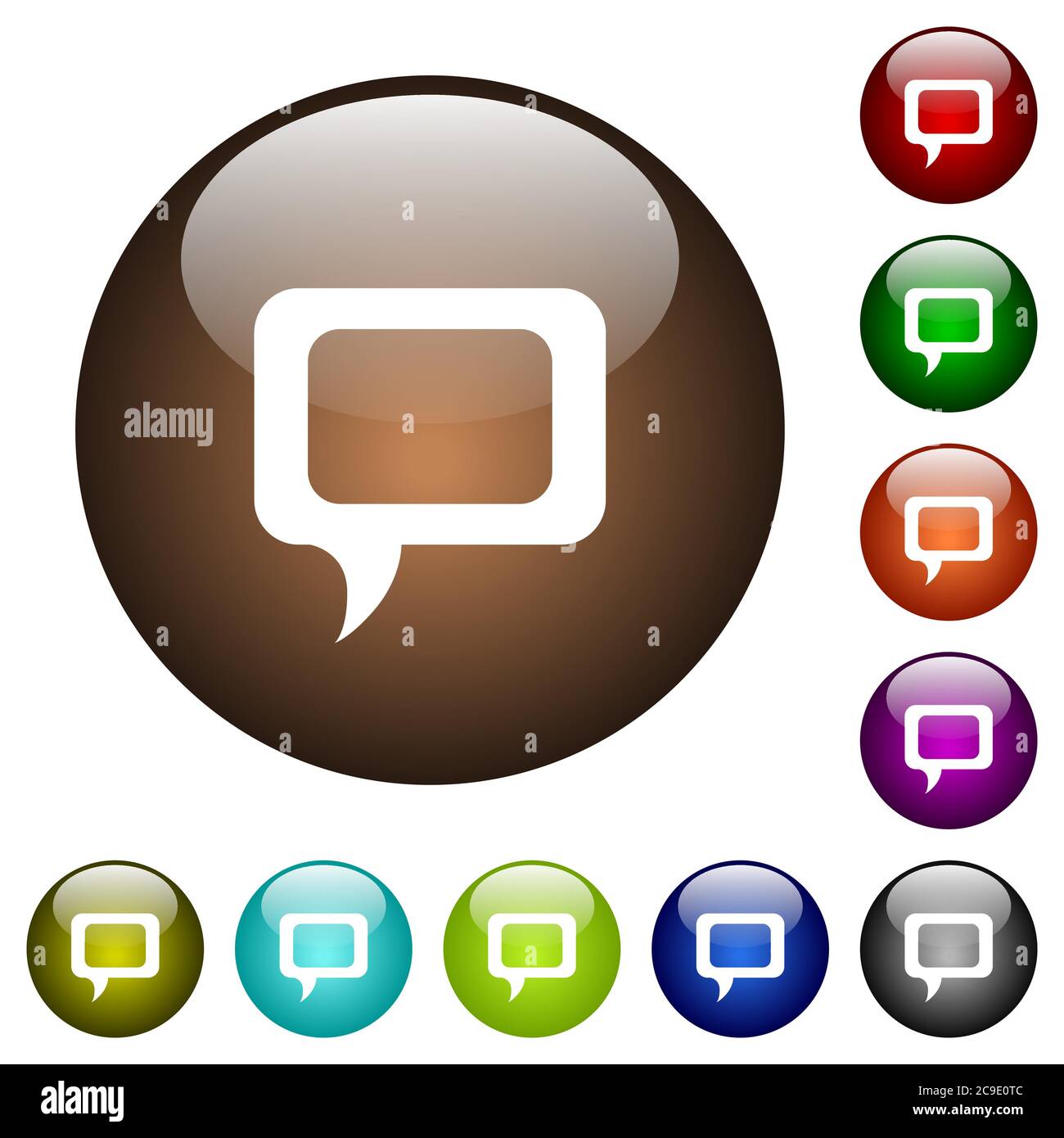 Empty comment bubble white icons on round color glass buttons Stock Vector Image & Art - Alamy