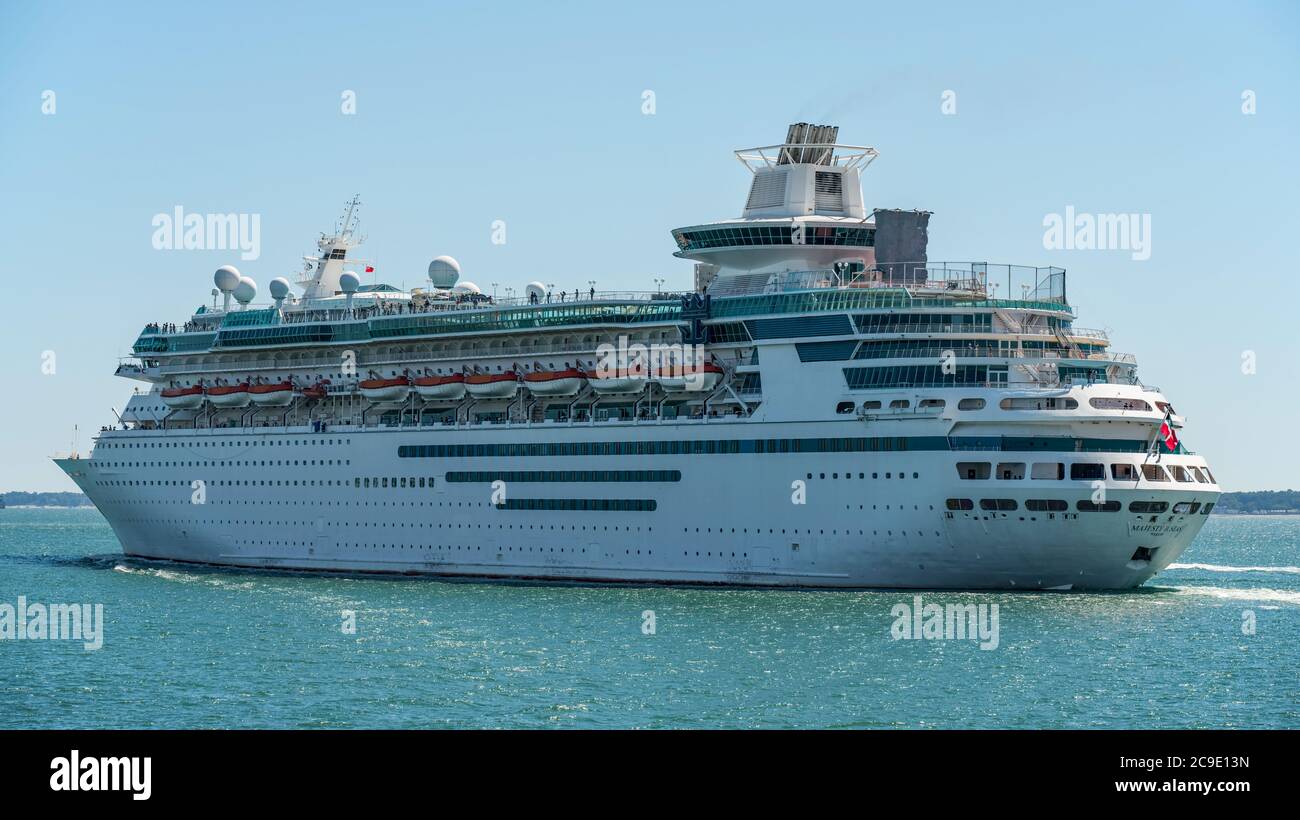 The cruise ship MV Majesty of the Seas departing Portsmouth, UK on the ...