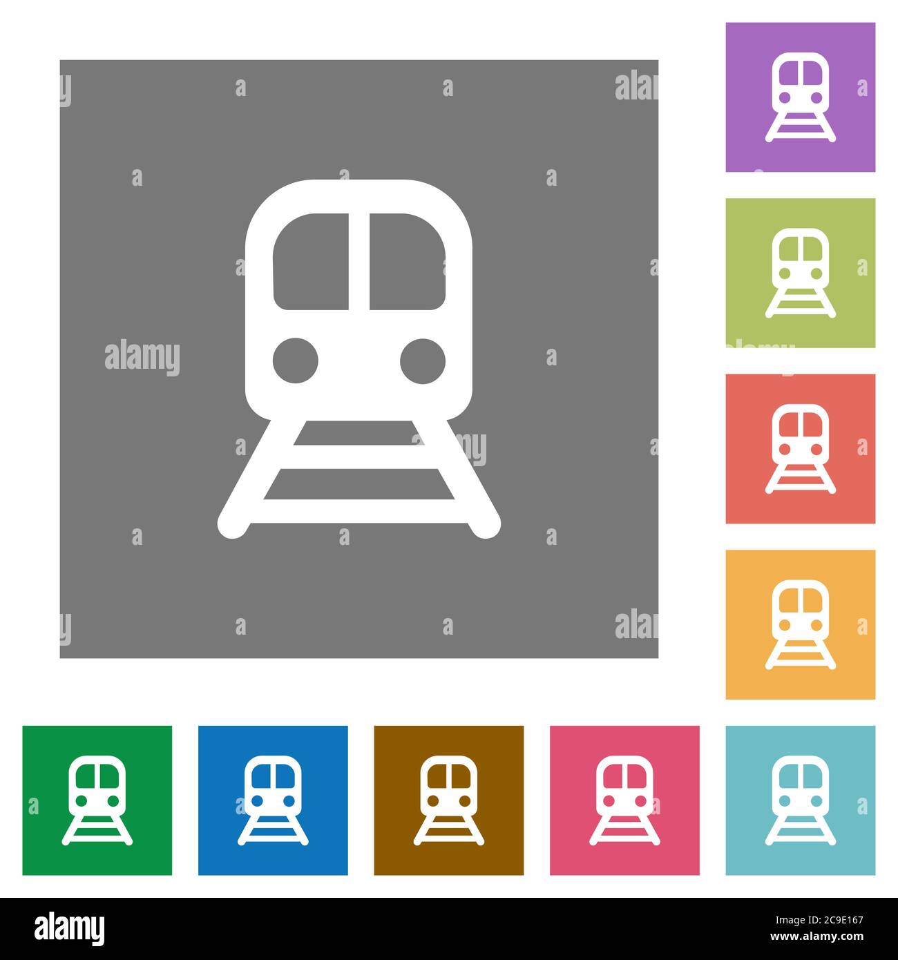 Train flat icons on simple color square backgrounds Stock Vector Image & Art - Alamy