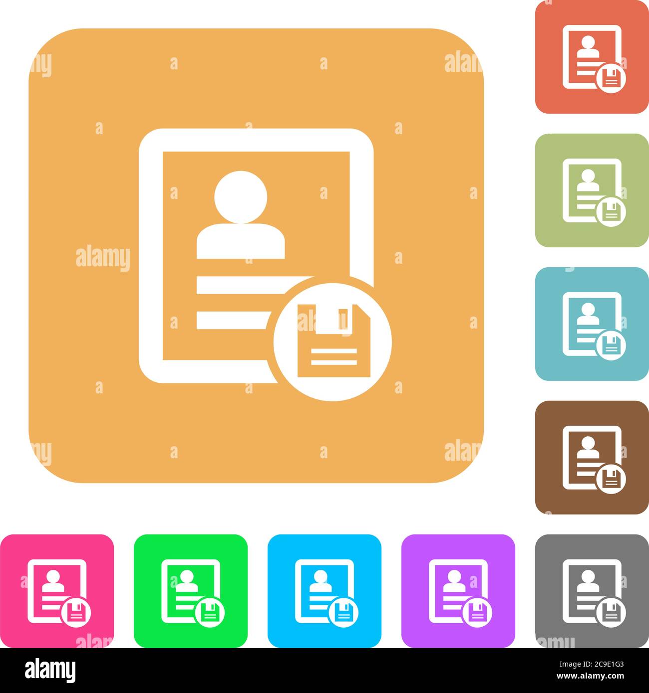 Save contact changes flat icons on rounded square vivid color ...