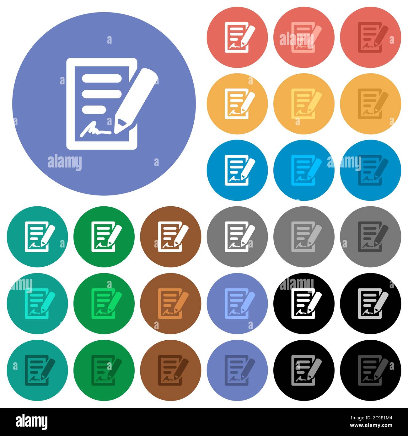 Signing contract multi colored flat icons on round backgrounds ...