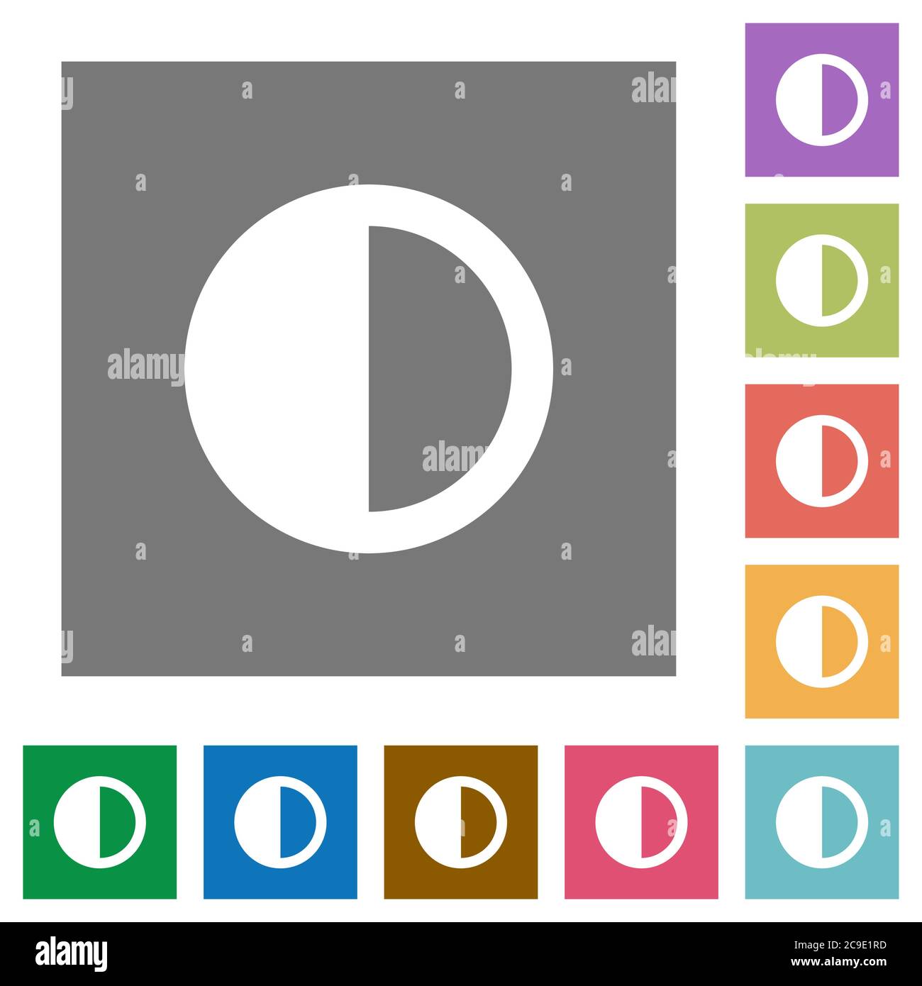 Contrast control flat icons on simple color square backgrounds Stock ...