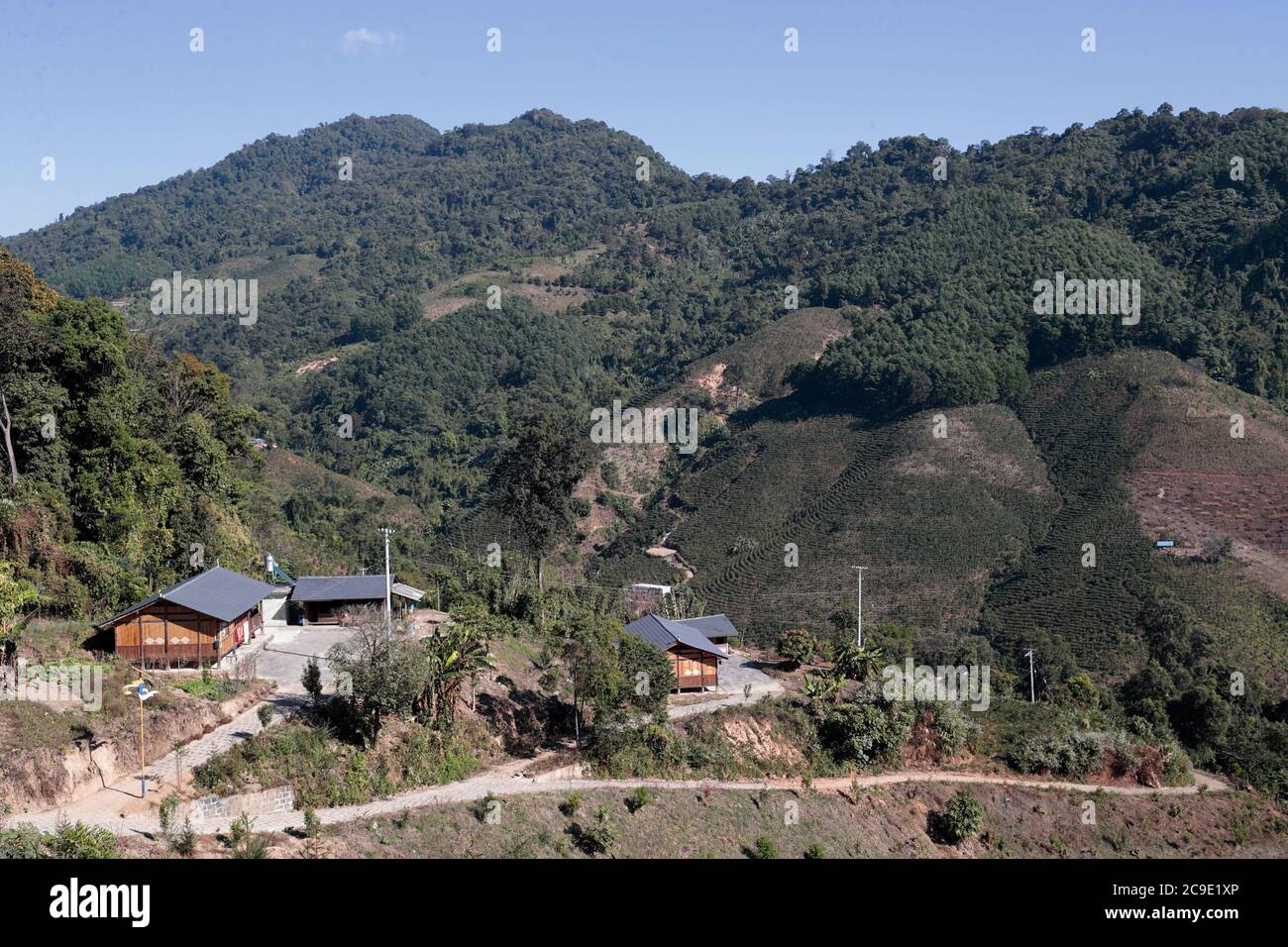 Shi Ti village, hillside farmland, Yingjiang County, southwest Yunnan ...