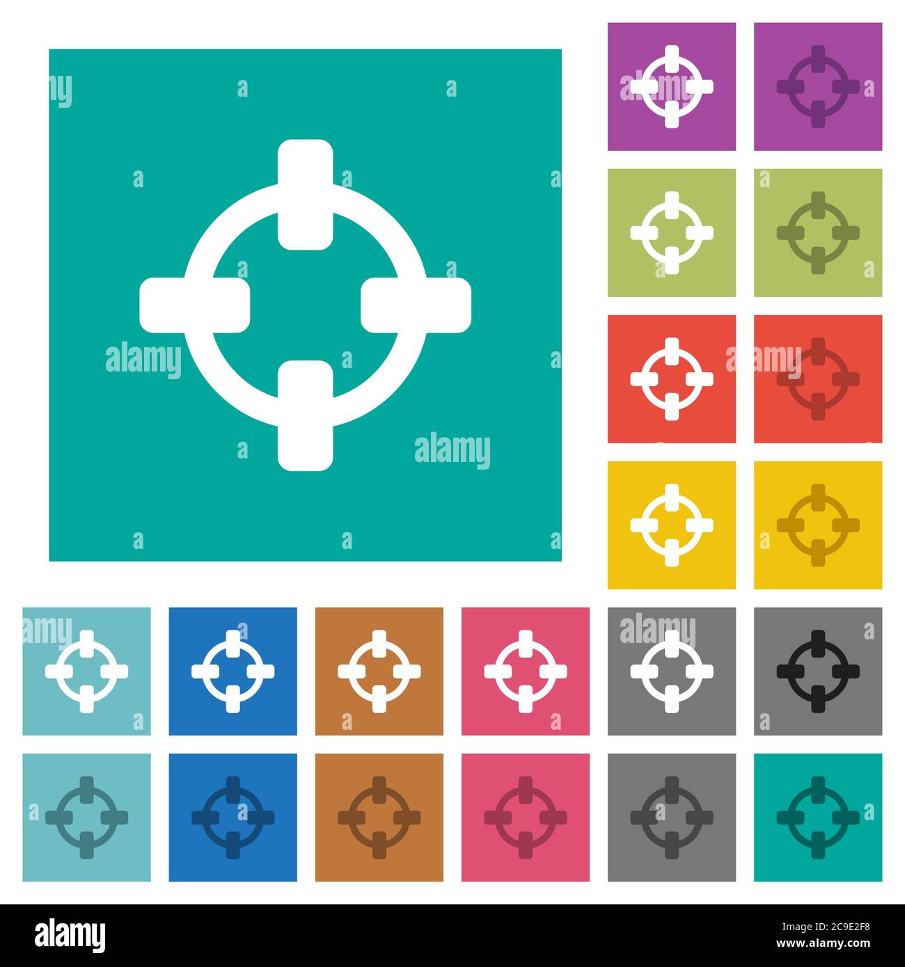 Target multi colored flat icons on plain square backgrounds. Included ... Target multi colored flat icons on plain square backgrounds. Included ...