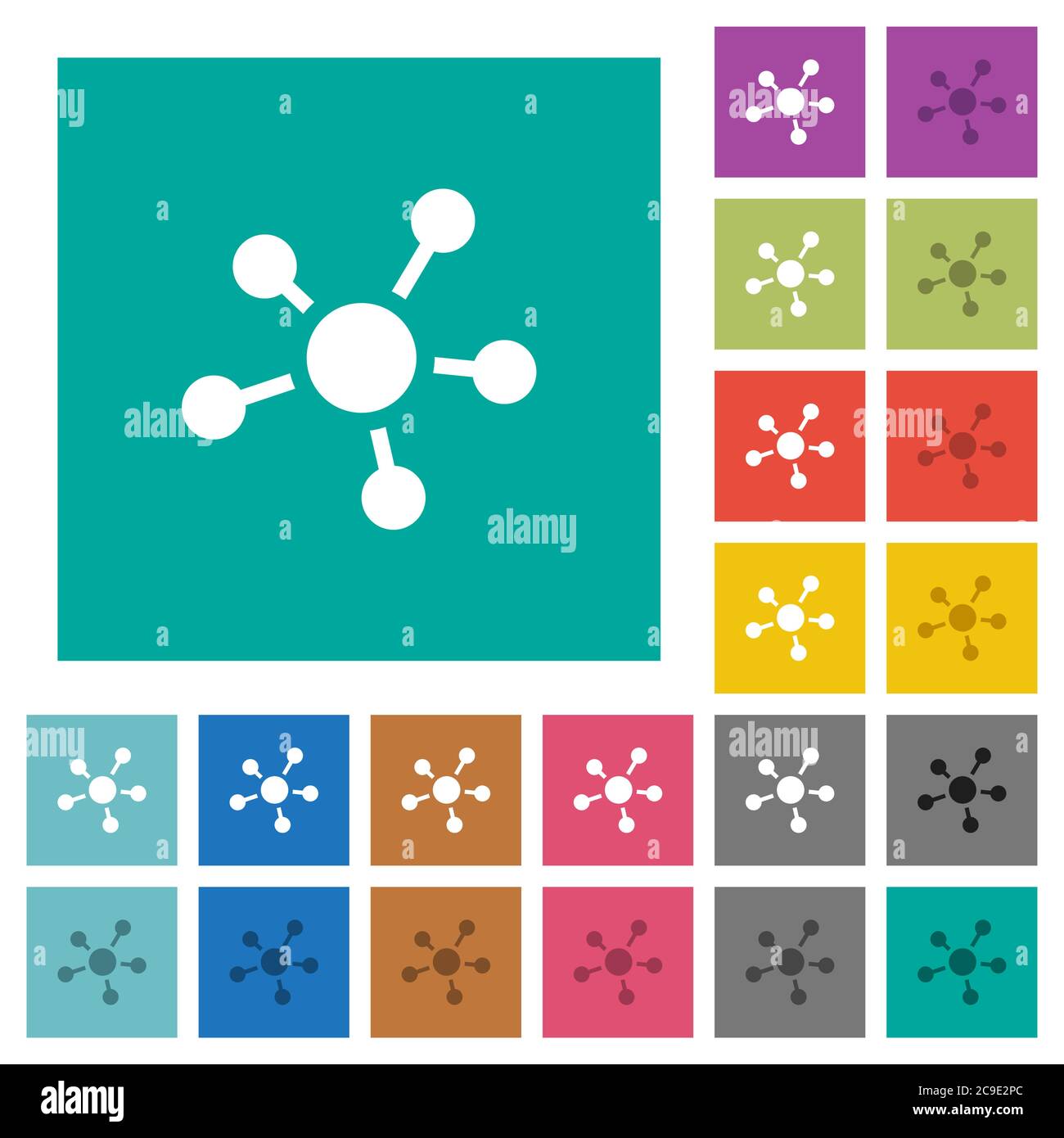 Network connections multi colored flat icons on plain square ...