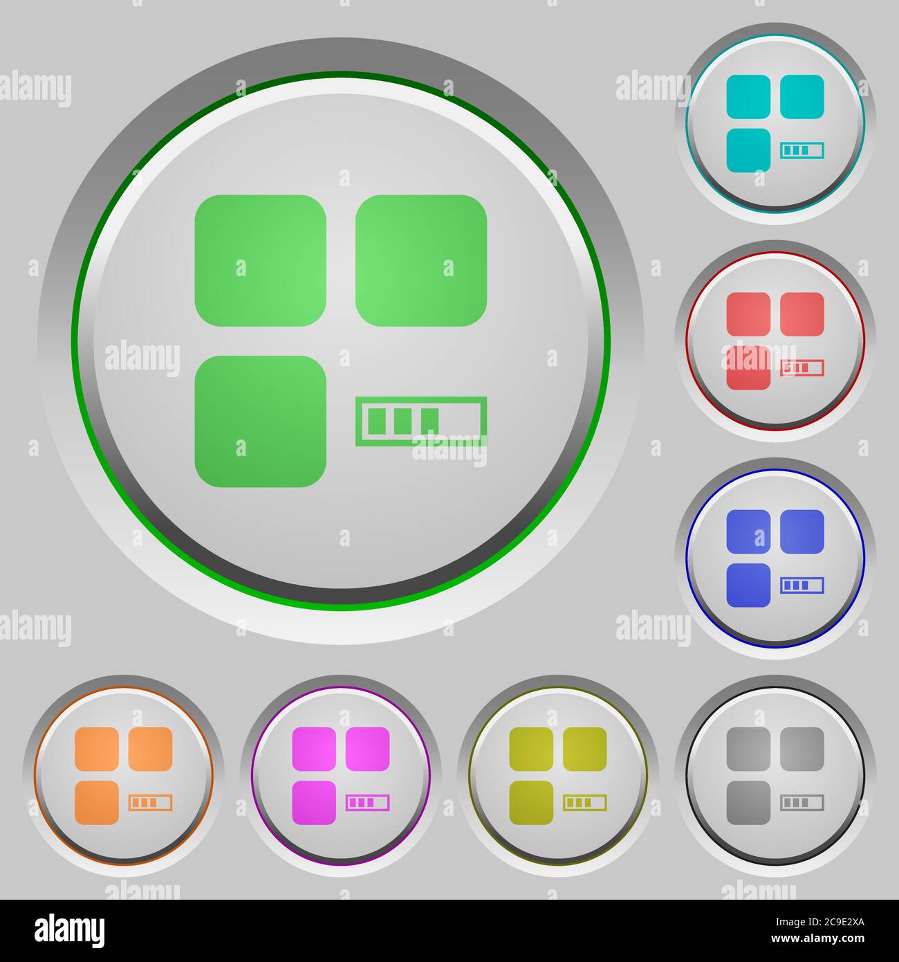 Component processing color icons on sunk push buttons Stock Vector Image & Art - Alamy