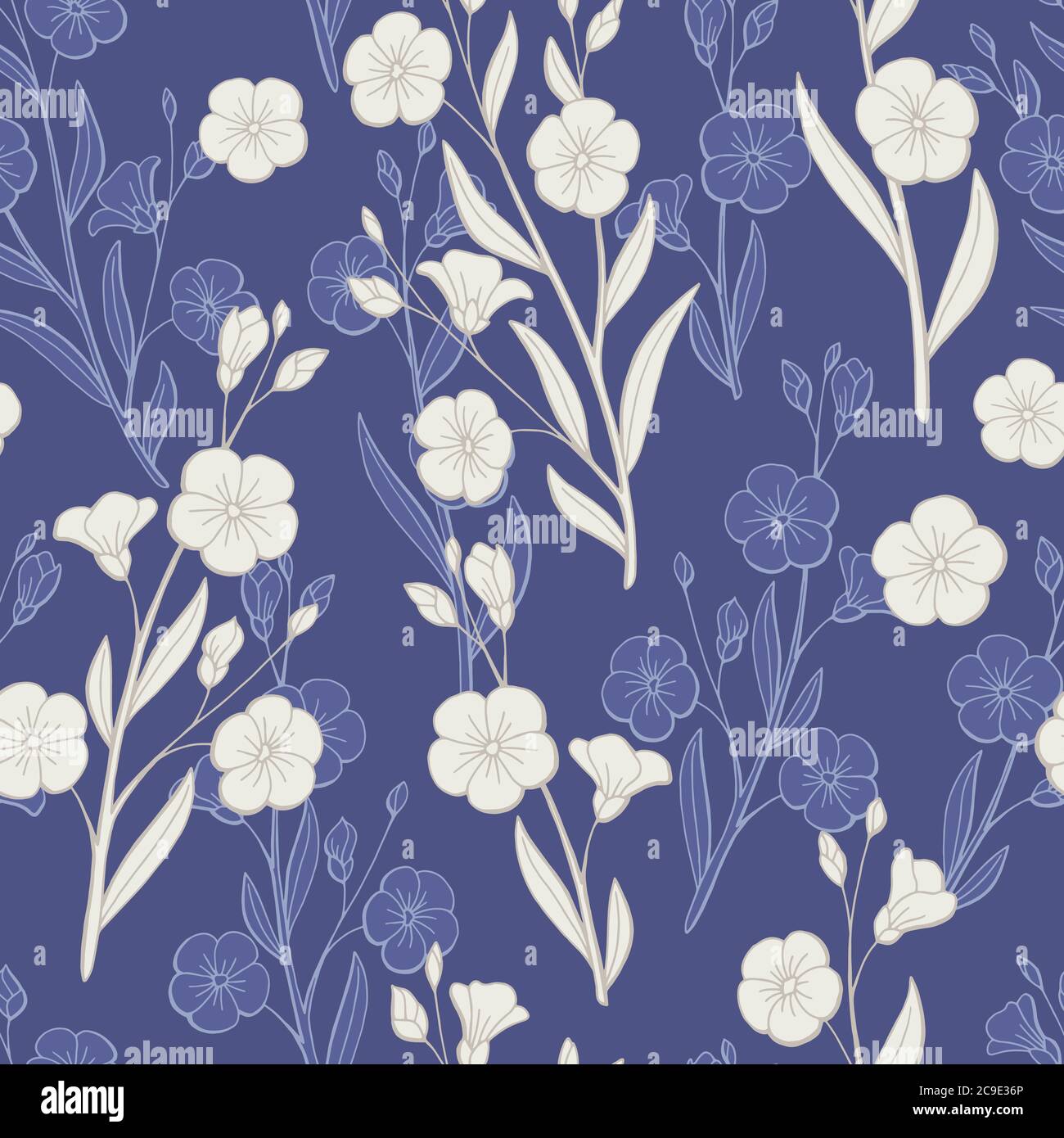 Flax flower graphic color seamless pattern sketch illustration vector ...