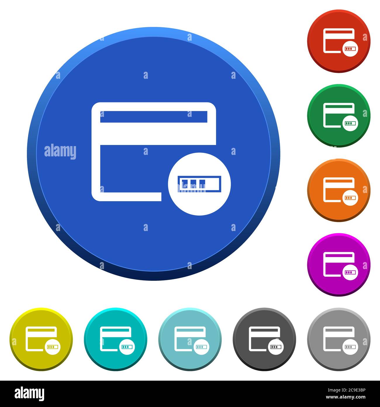 Verifying credit card round color beveled buttons with smooth surfaces ...
