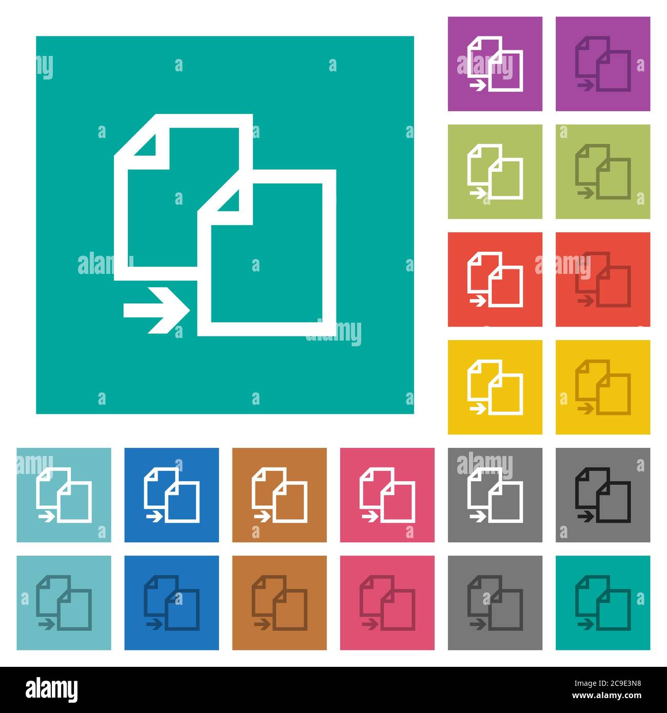 Copy item multi colored flat icons on plain square backgrounds ...