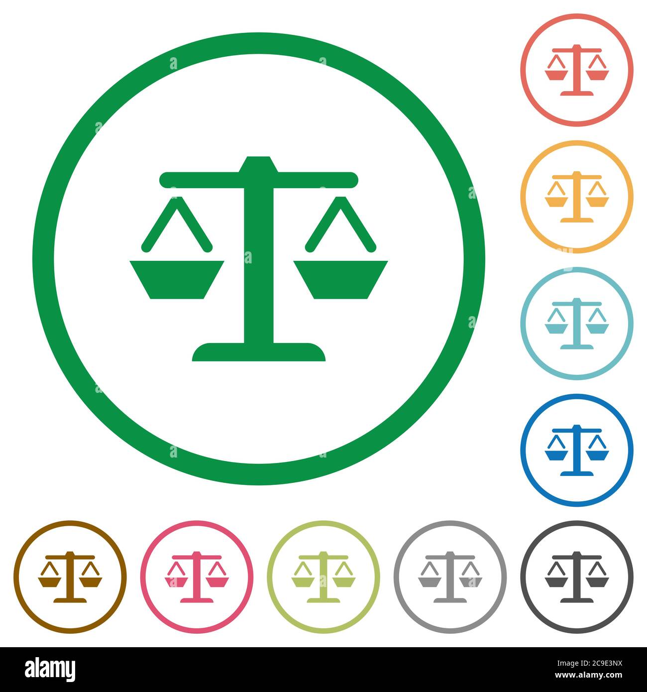 Balance icons flat color icons in round outlines on white background ...