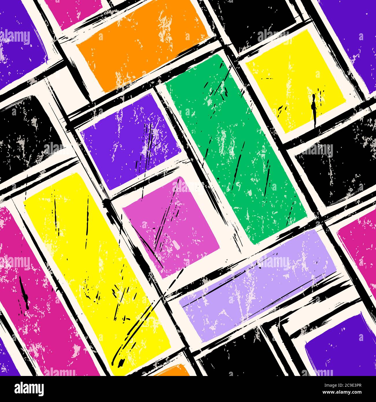 abstract background composition, with squares, paint strokes and ...