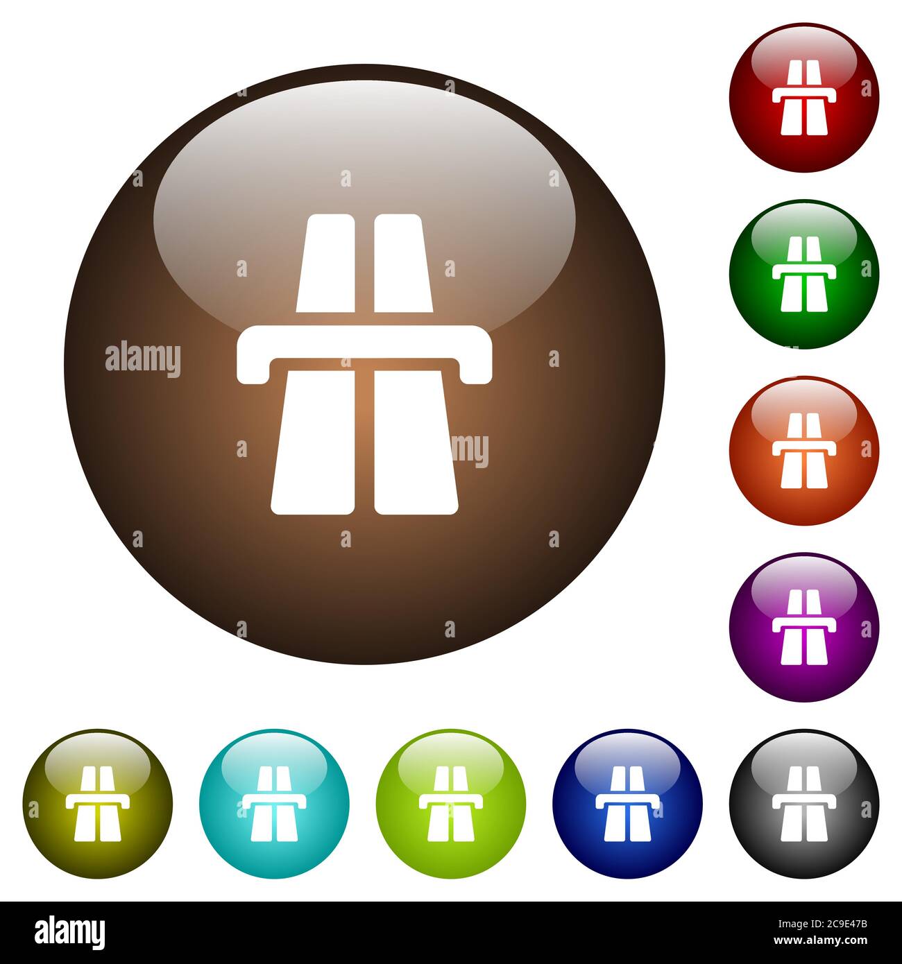 Highway white icons on round color glass buttons Stock Vector Image ...