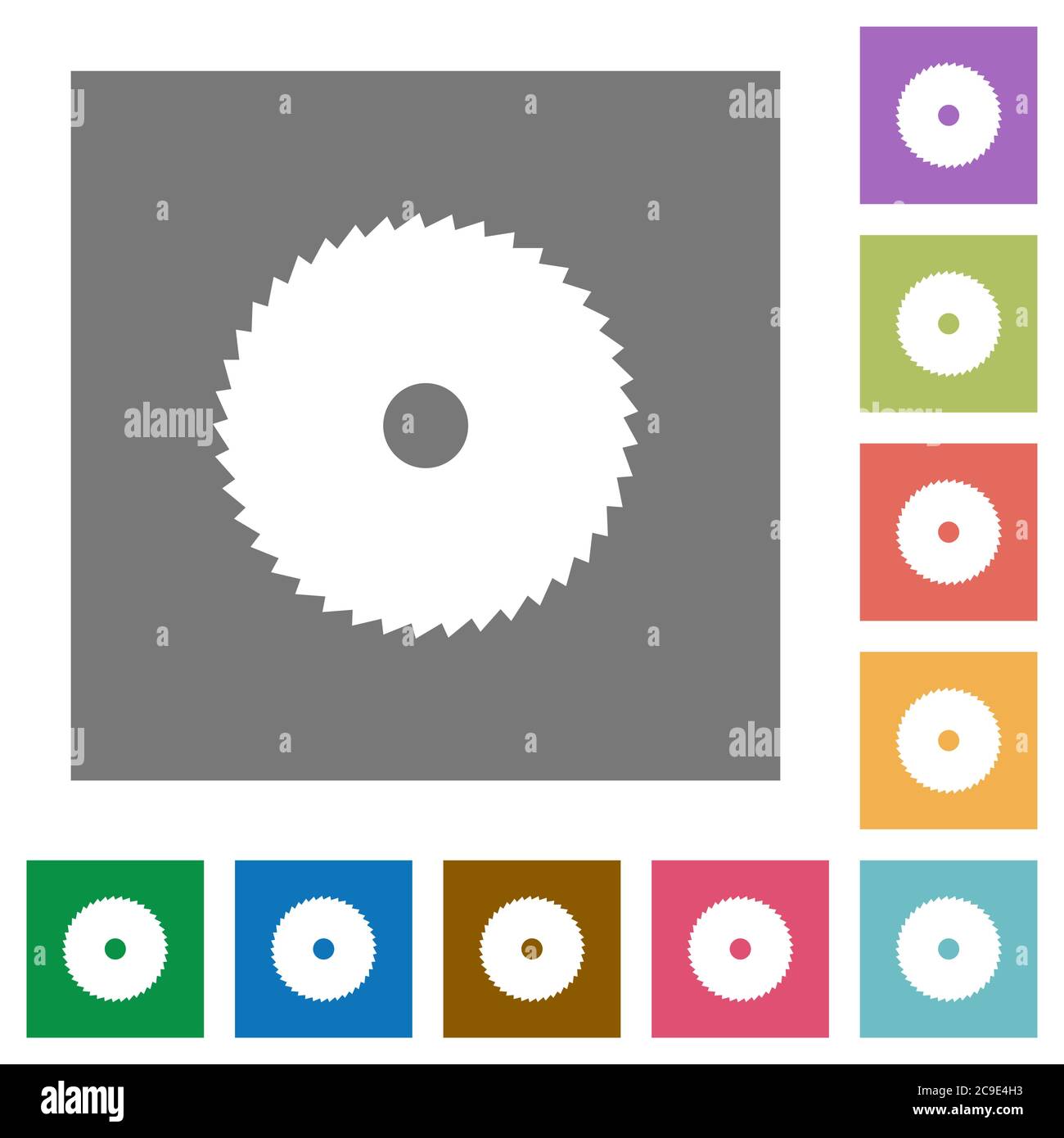 Circular saw flat icons on simple color square backgrounds Stock Vector ...
