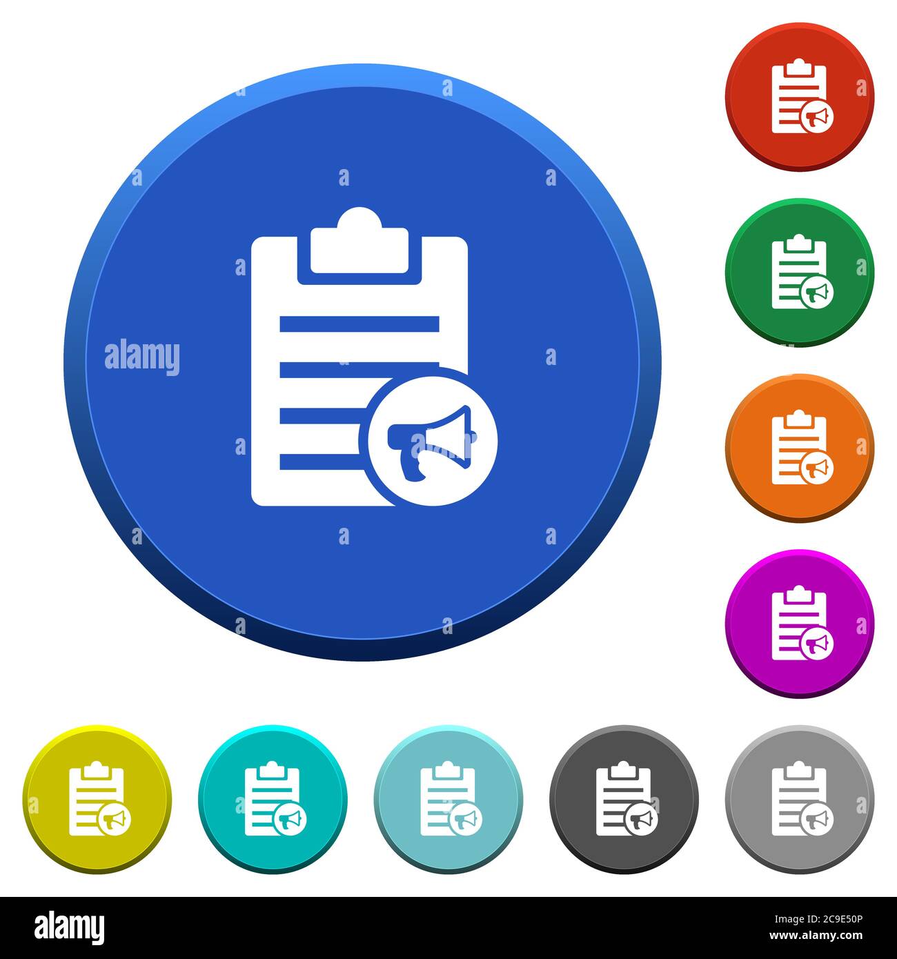 Note reading aloud round color beveled buttons with smooth surfaces and ...