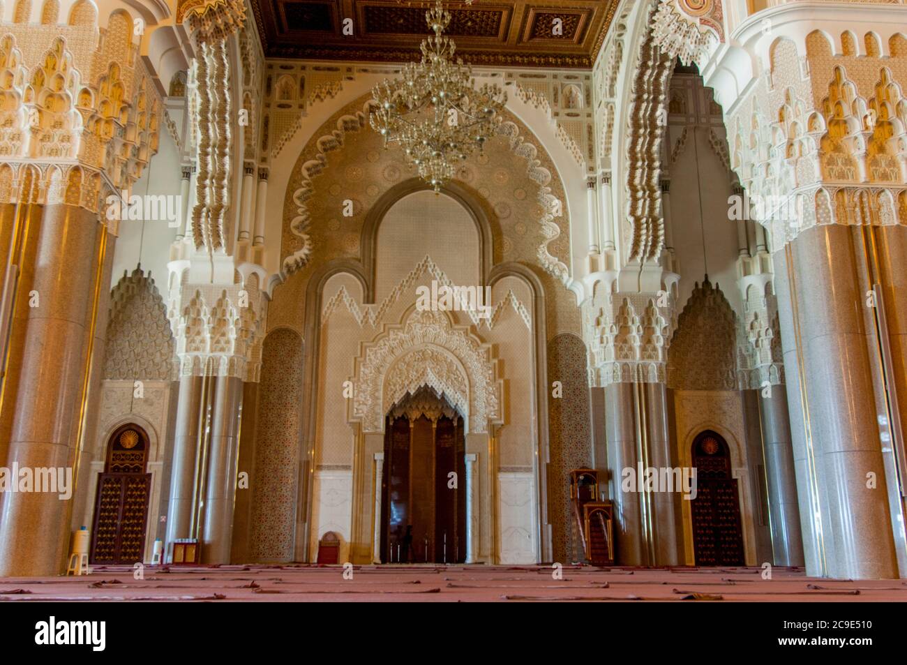The interior of the Hassan II Mosque or Grande Mosquee Hassan II in ...