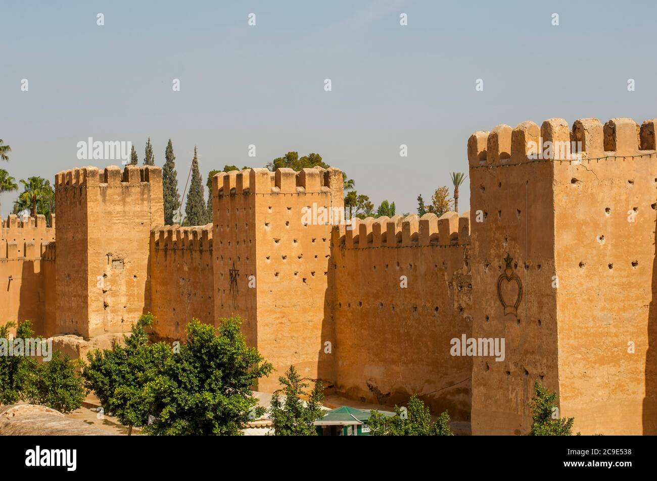 The ramparts with towers surround the town of Taroudant in the Sous ...