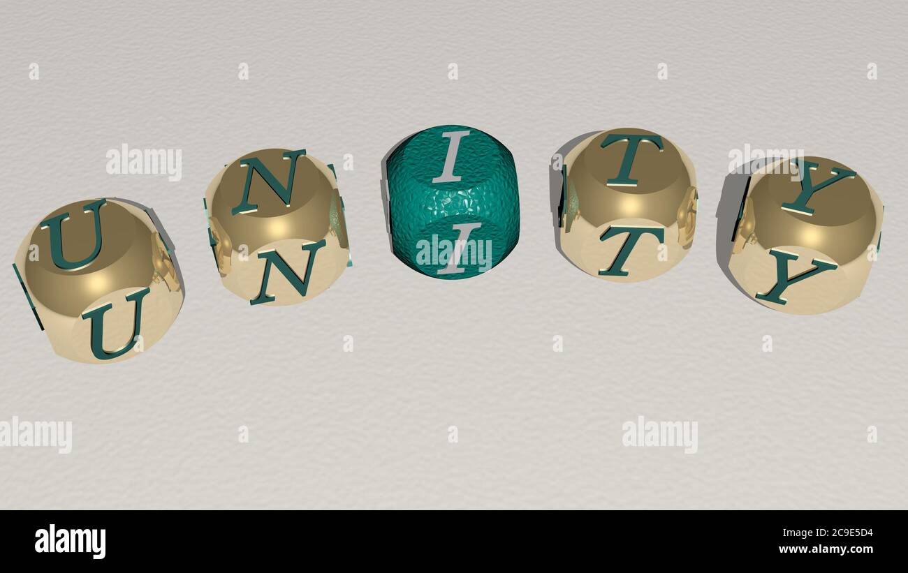 unity combined by dice letters and color crossing for the related ...