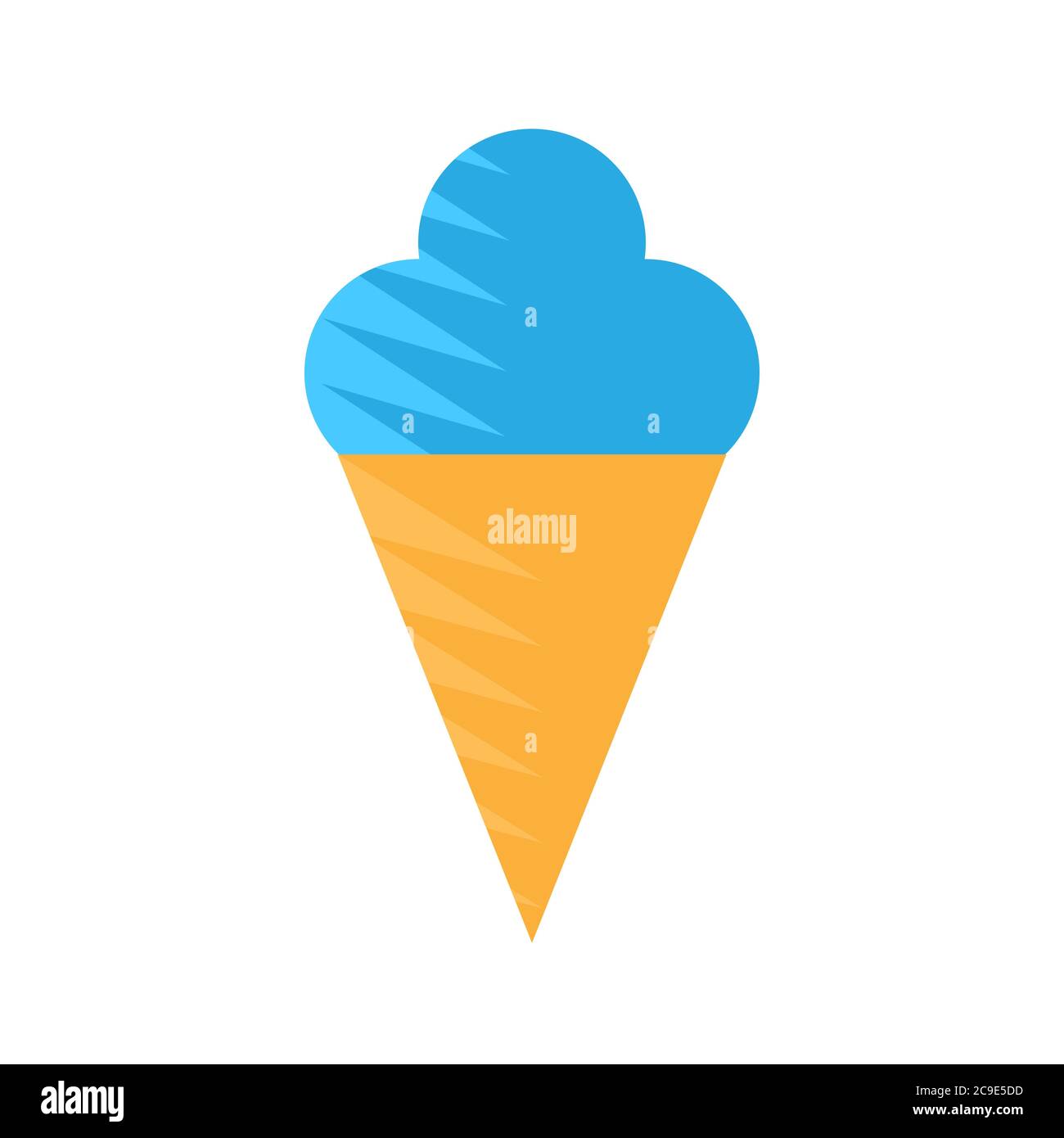 blue ice cream icon in a cone on a white isolated background. Vector ...