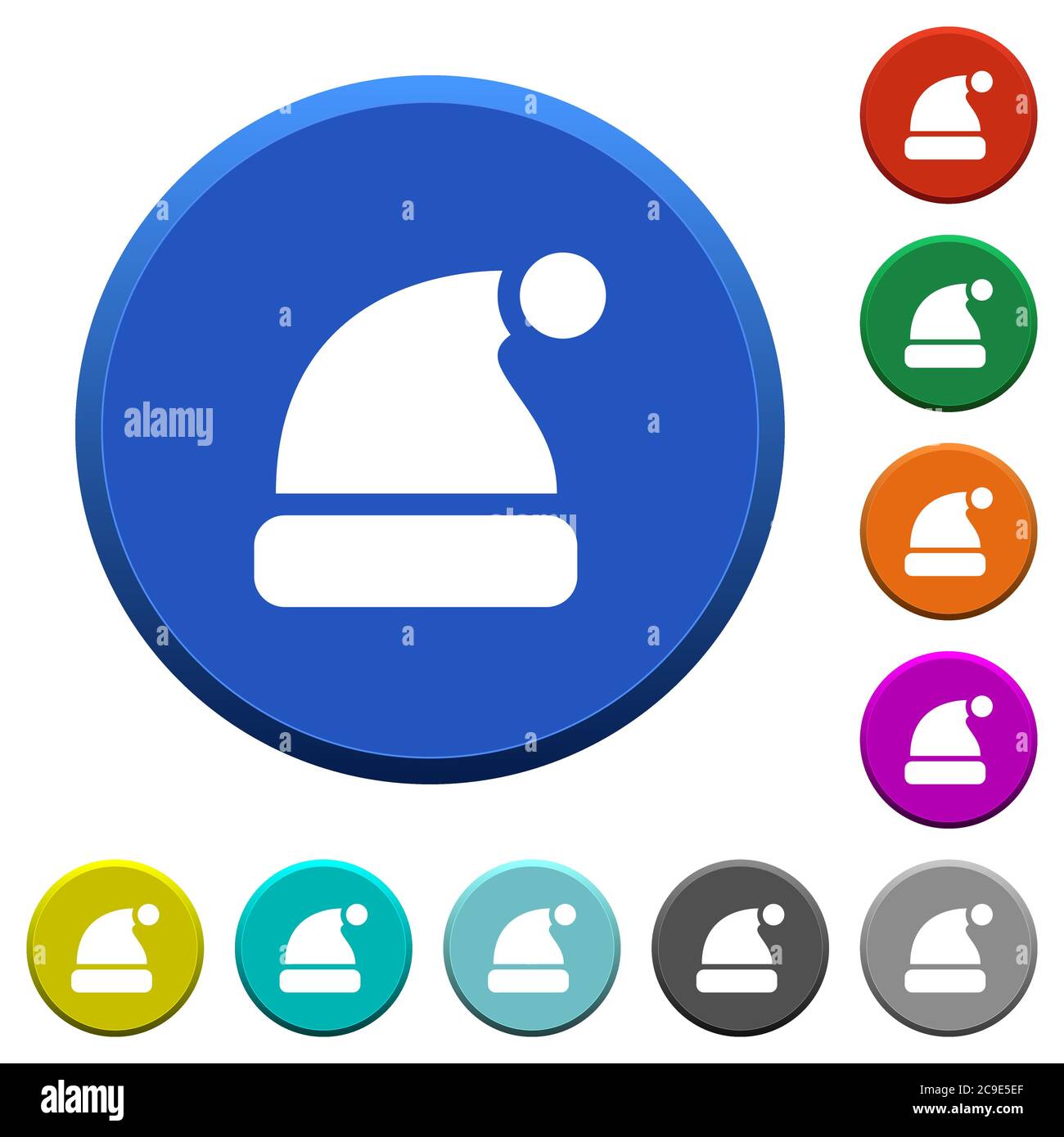 Santa hat round color beveled buttons with smooth surfaces and flat ...
