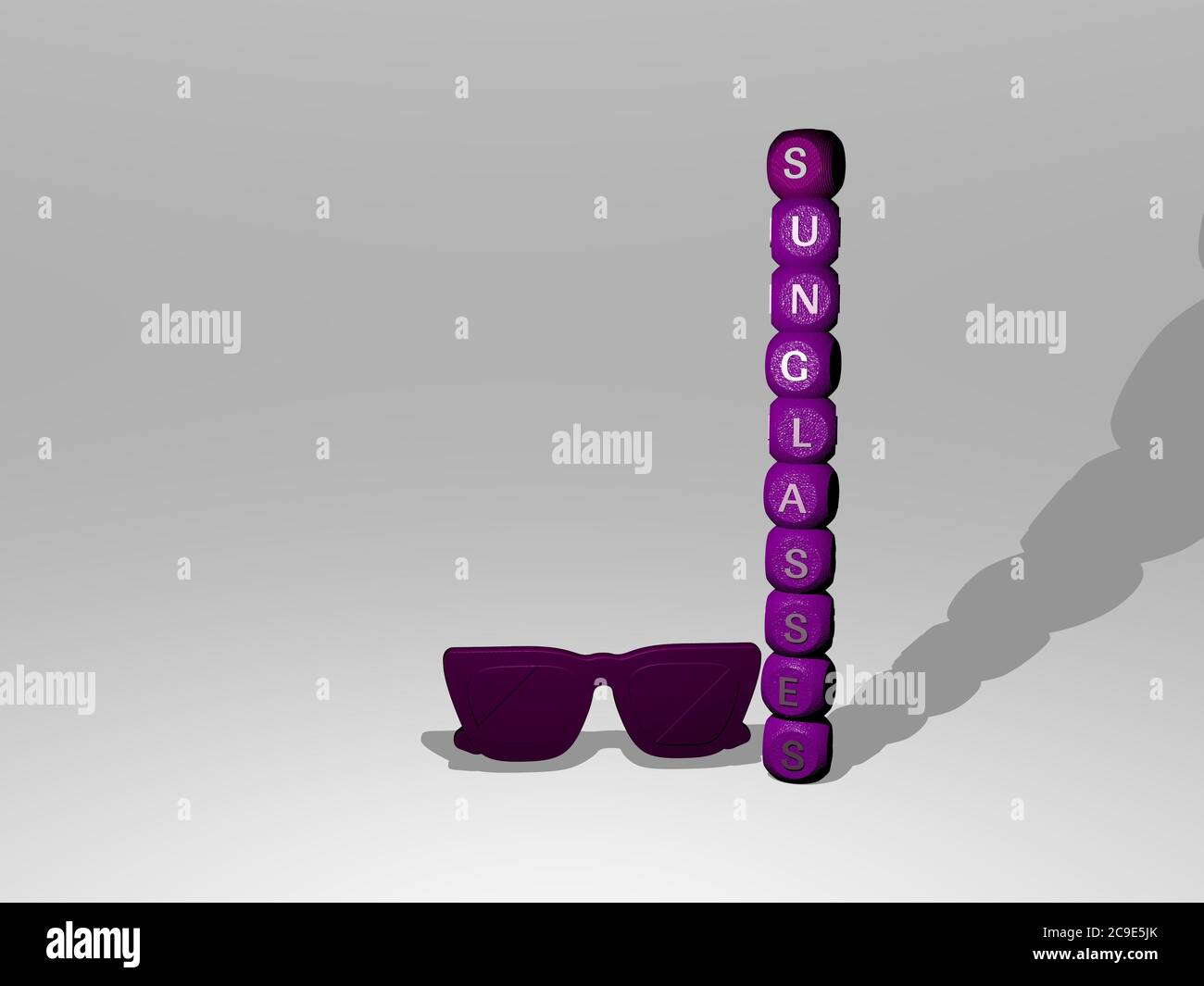3D illustration of sunglasses graphics and text around the icon made by ...