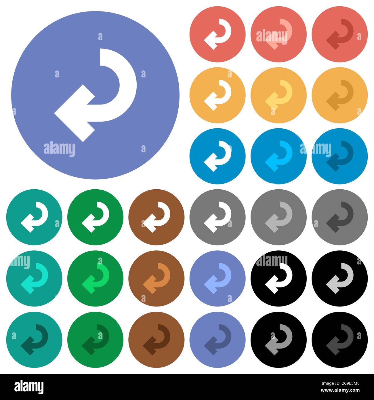 Return arrow multi colored flat icons on round backgrounds. Included ...