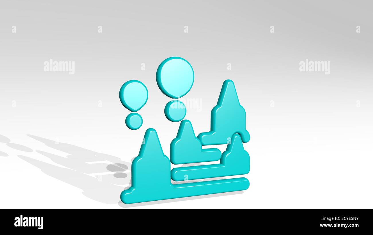 landmark bagan made by 3D illustration of a shiny metallic sculpture ...