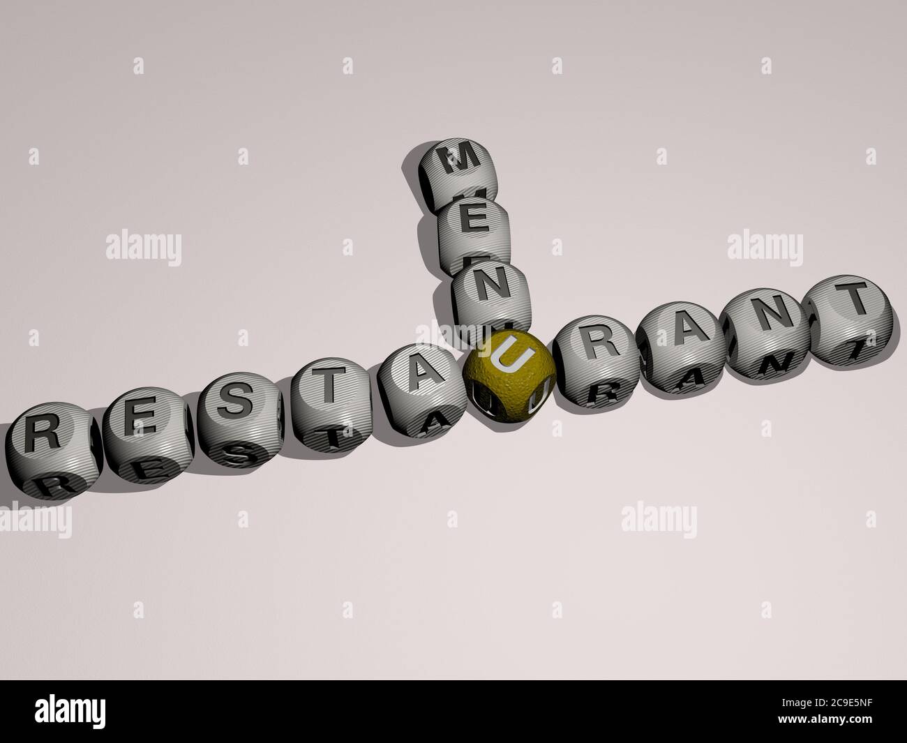 RESTAURANT MENU combined by dice letters and color crossing for the ...