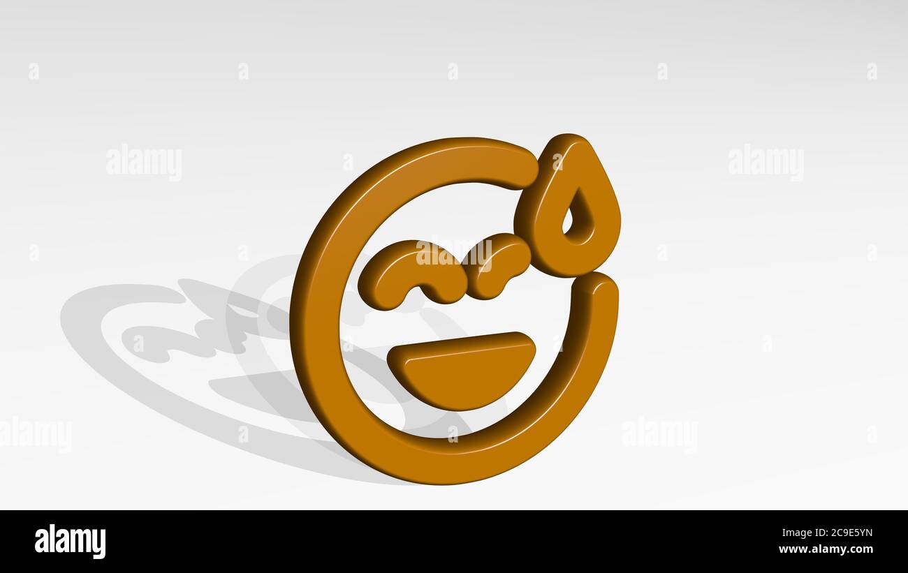 SMILEY DROP ALTERNATE stand with shadow. 3D illustration of metallic ...