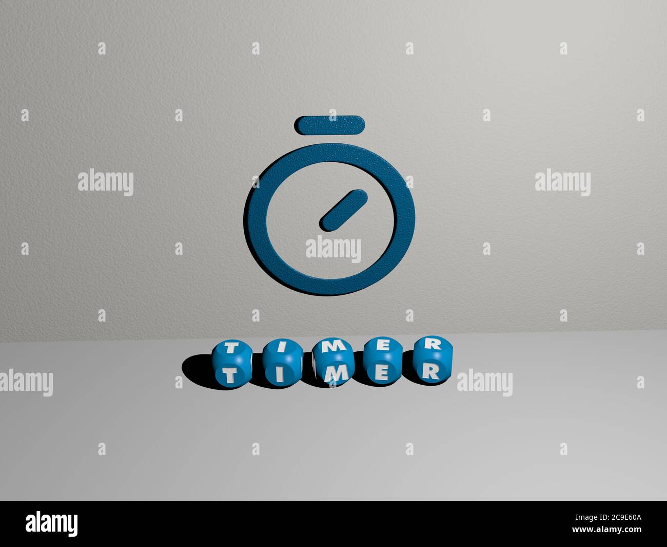 3D illustration of TIMER graphics and text made by metallic dice ...
