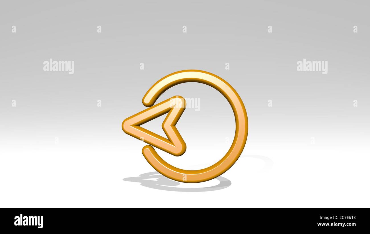 cursor move left stand with shadow. 3D illustration of metallic ...