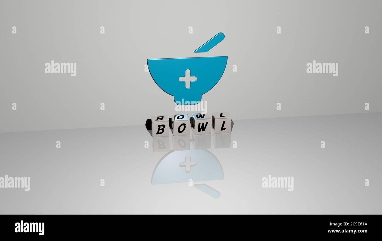 3D representation of BOWL with icon on the wall and text arranged by ...