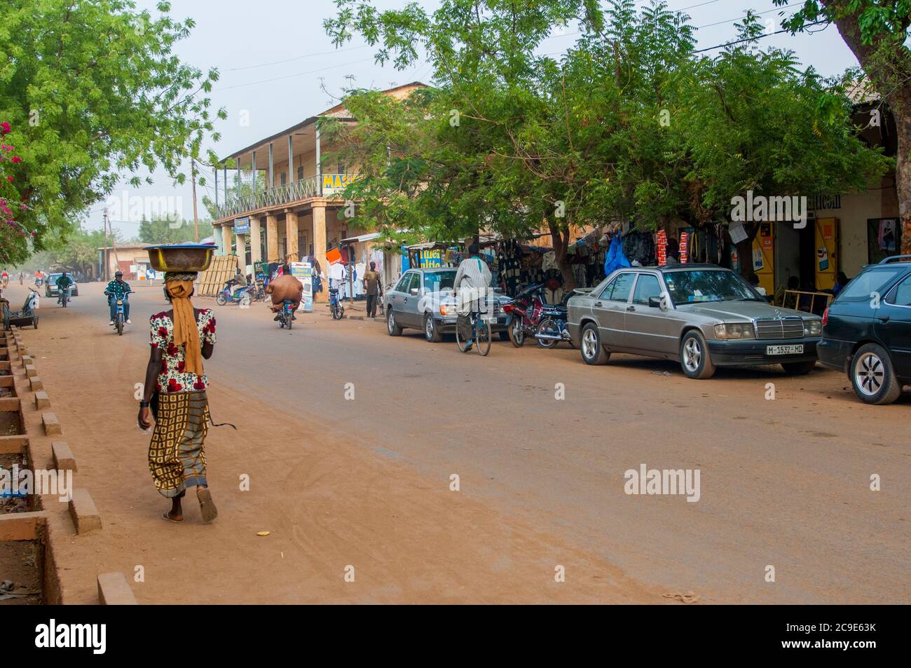 A street scene in Segou, a city in the center of Mali, West Africa ...