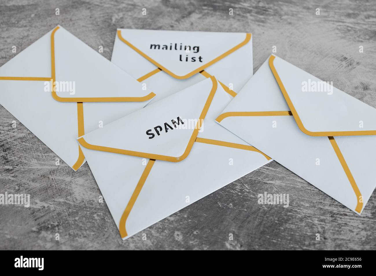 inbox organization and clean-up concept, group of email envelopes with ...