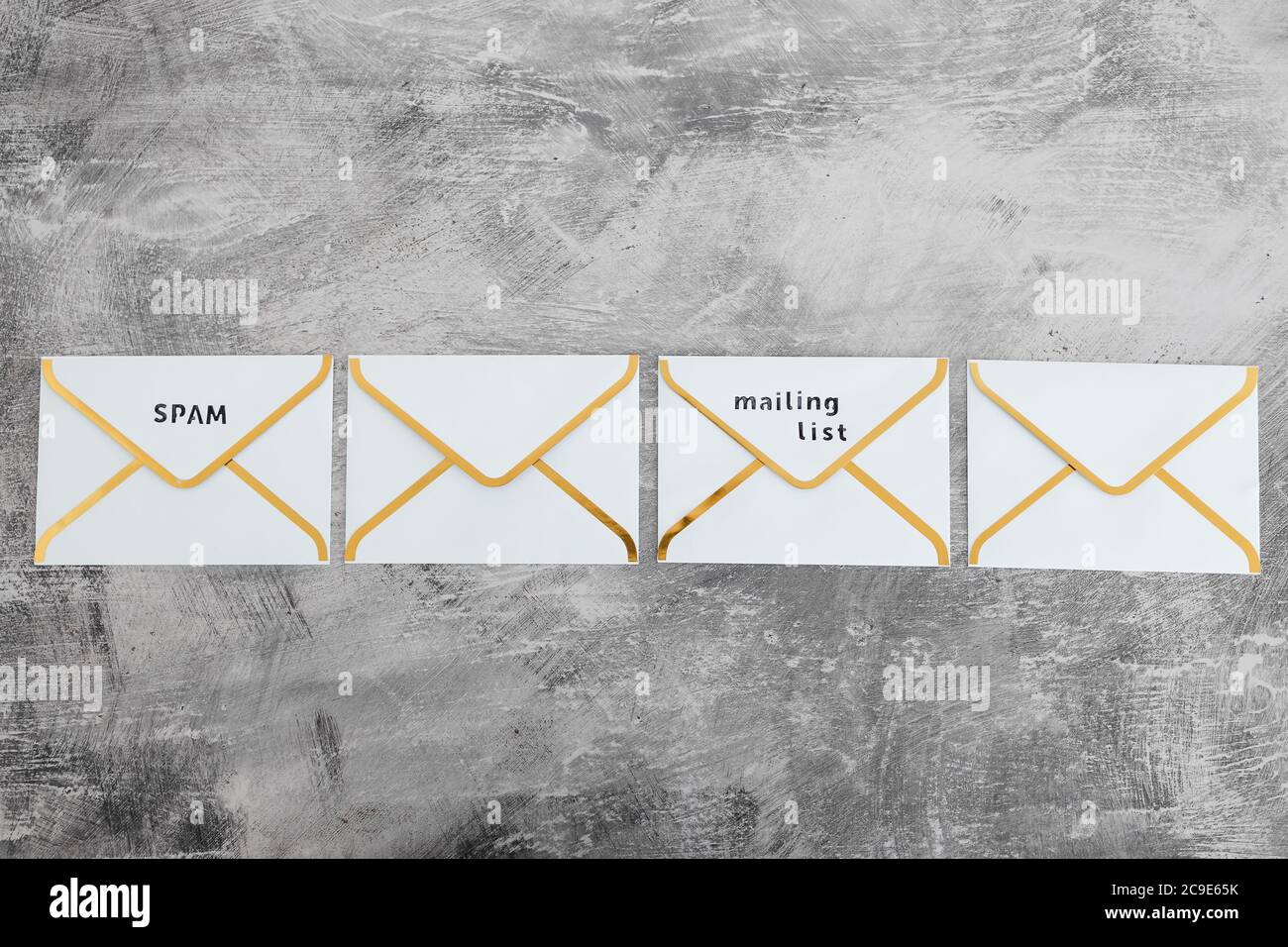 inbox organization and clean-up concept, group of email envelopes with ...