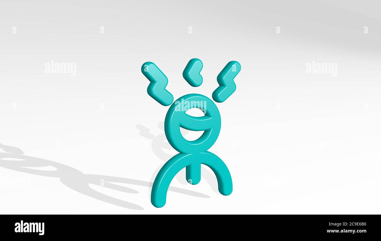 USER MAN STRESS stand with shadow. 3D illustration of metallic ...