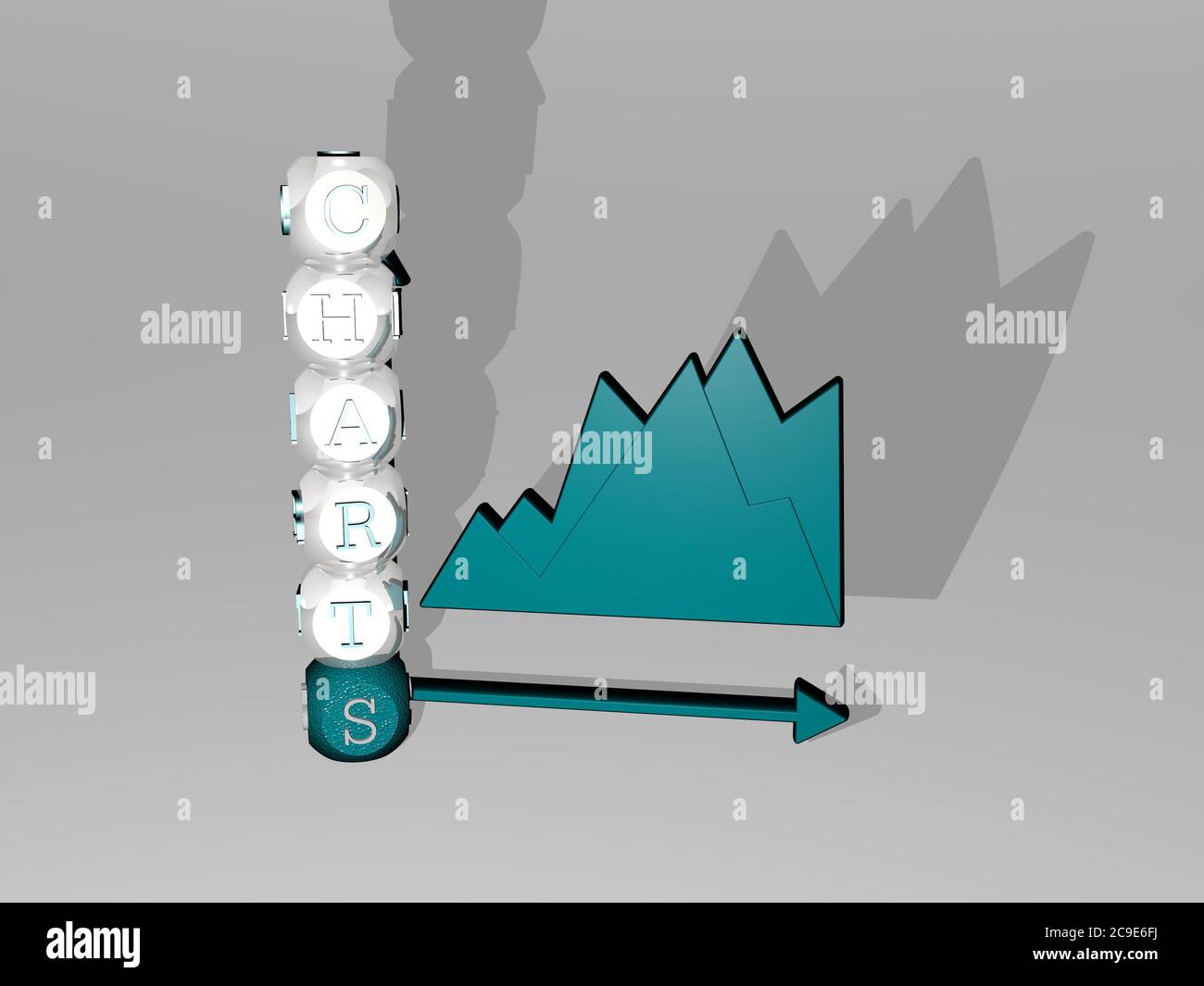 3D illustration of CHARTS graphics and text around the icon made by ...