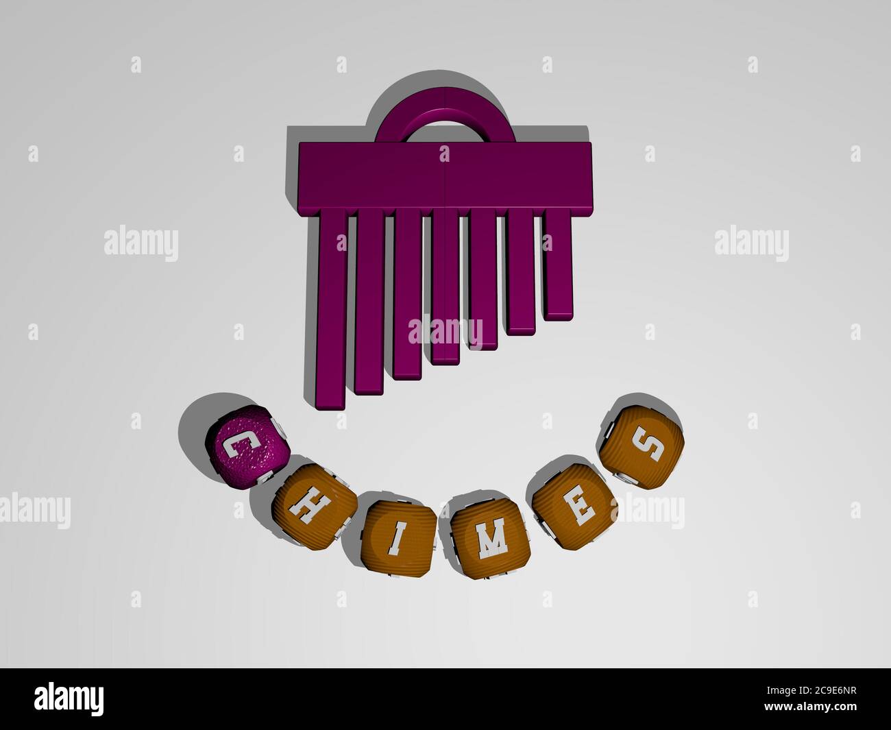 3D illustration of chimes graphics and text around the icon made by ...