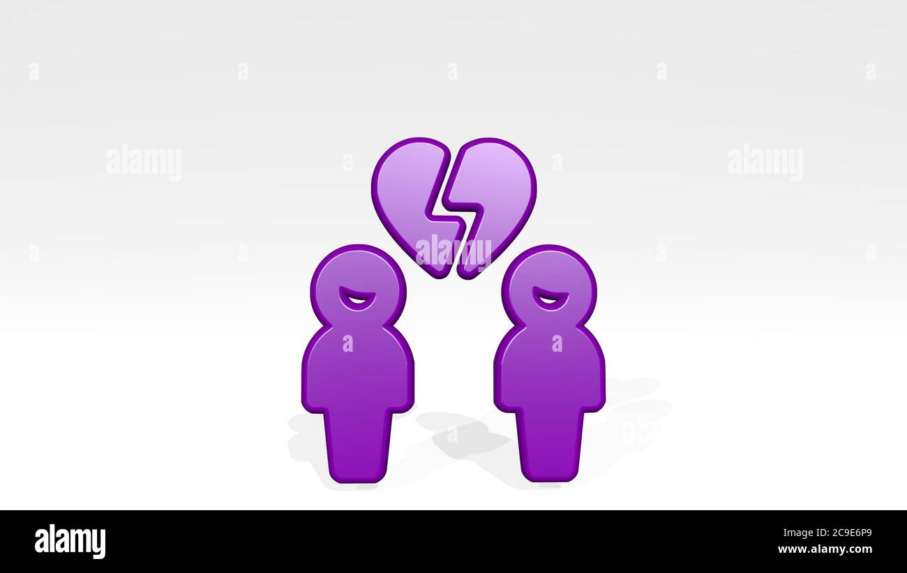BREAKUP COUPLE MAN MAN made by 3D illustration of a shiny metallic ...