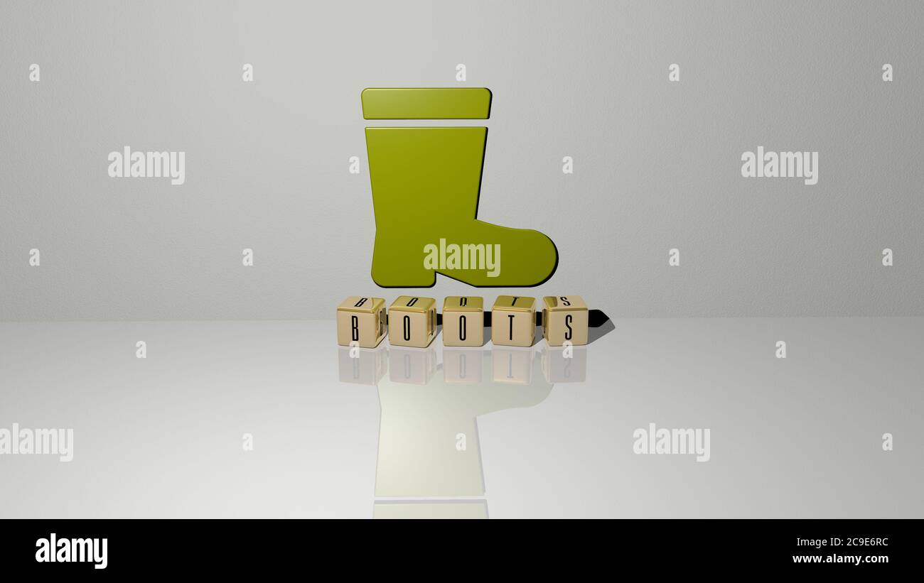 3D graphical image of BOOTS vertically along with text built by ...