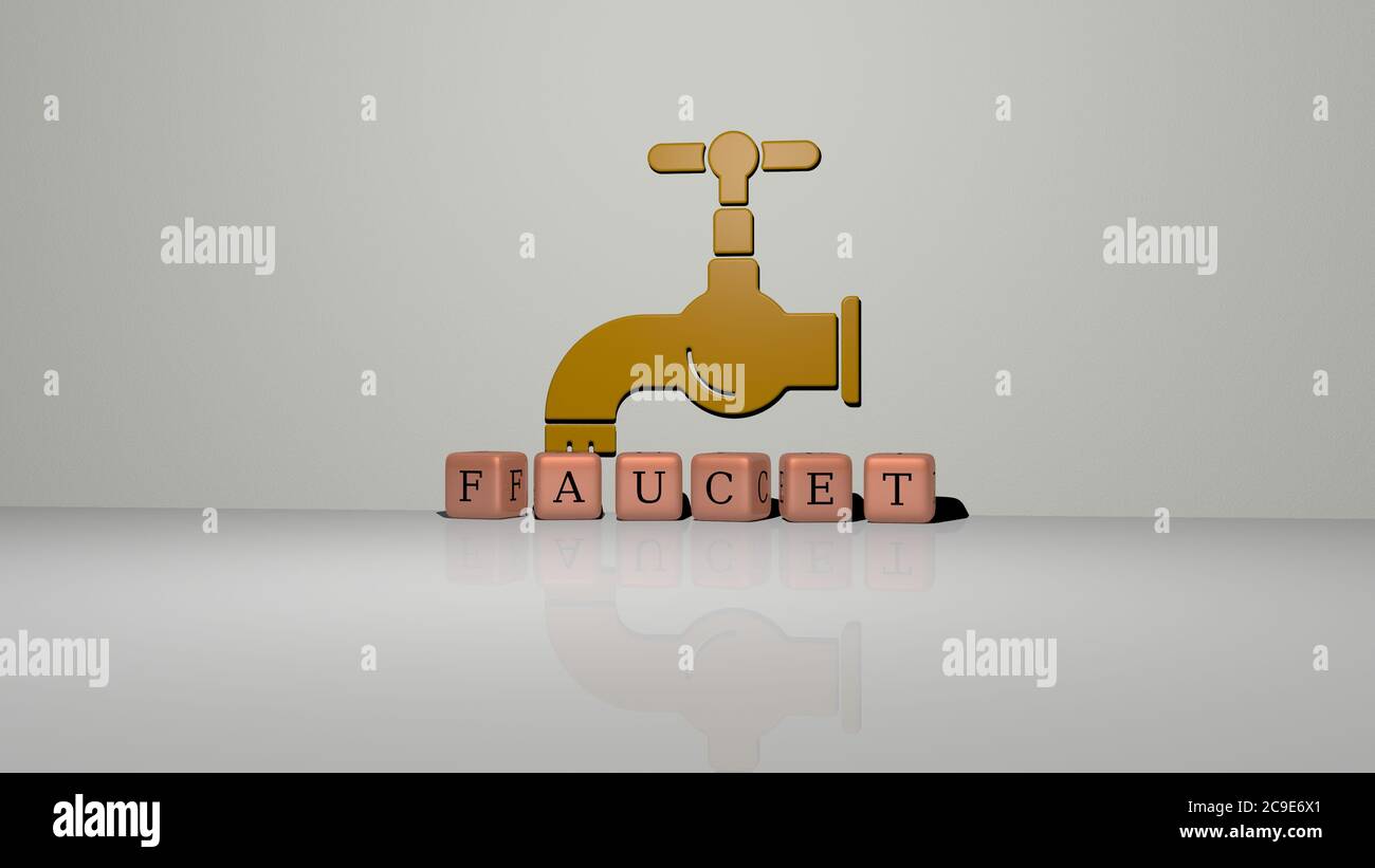 3D graphical image of FAUCET vertically along with text built by ...