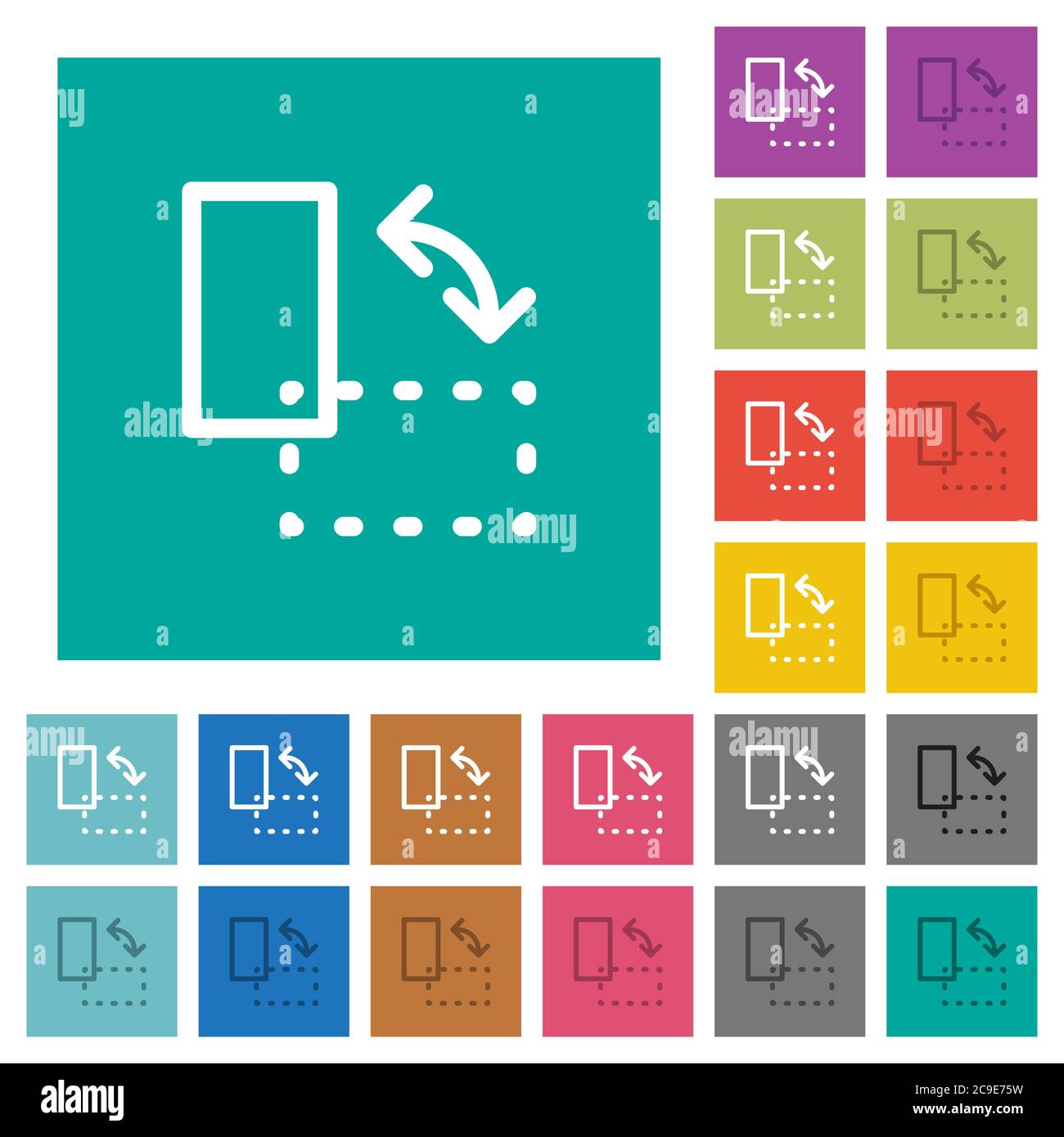 Rotate element multi colored flat icons on plain square backgrounds ...