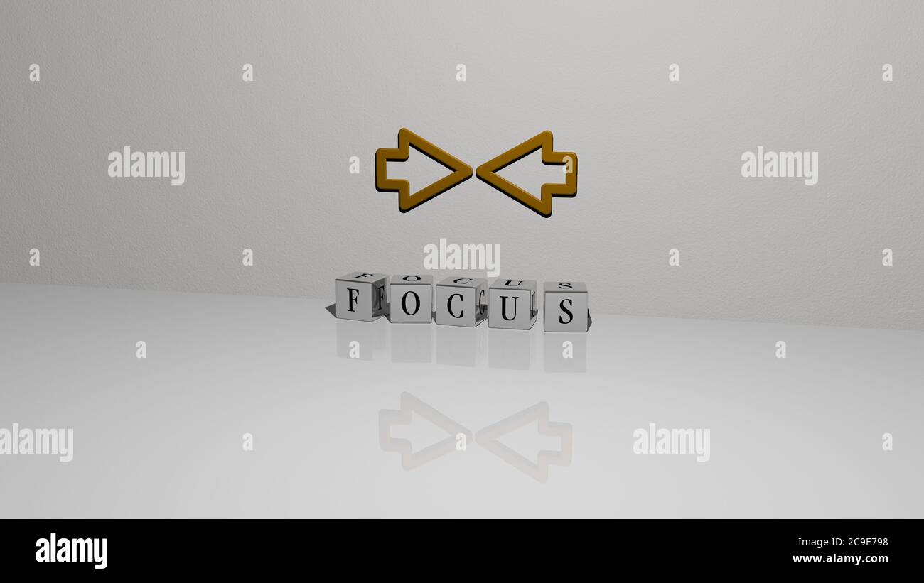 3D graphical image of focus vertically along with text built by ...